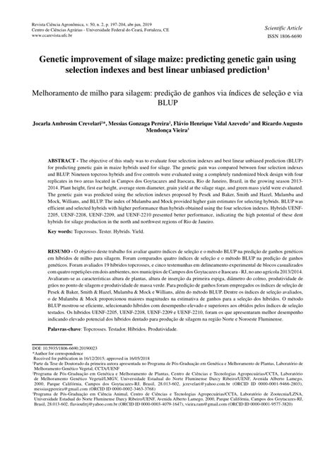 pdf genetic improvement of silage maize predicting genetic gain using selection indexes and