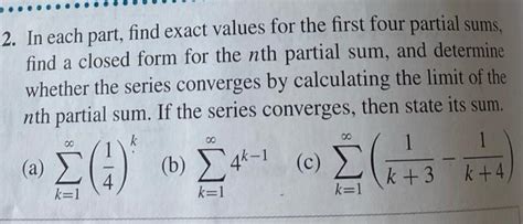 solved 2 in each part find exact values for the first four