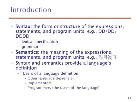 ppt chapter 3 describing syntax and semantics powerpoint presentation id 420387