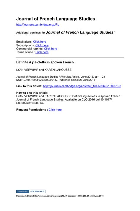 pdf definite il y a clefts in spoken french