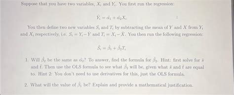 solved suppose that you have two variables x and y₁ you