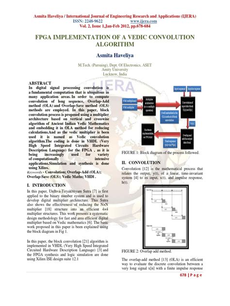 fpga implementation of a vedic convolution algorithm asmita haveliya pdf field programmable