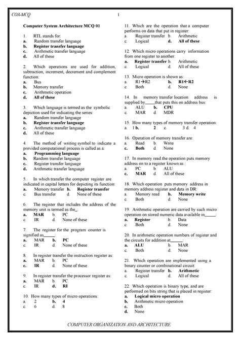computer organization and architecture basics mcqs wi