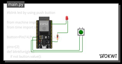 Led Blink By Pushbutton Wokwi ESP32 STM32 Arduino Simulator