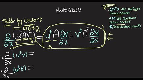 matrix calculus identities scalar by vector derivatives [part ii] youtube