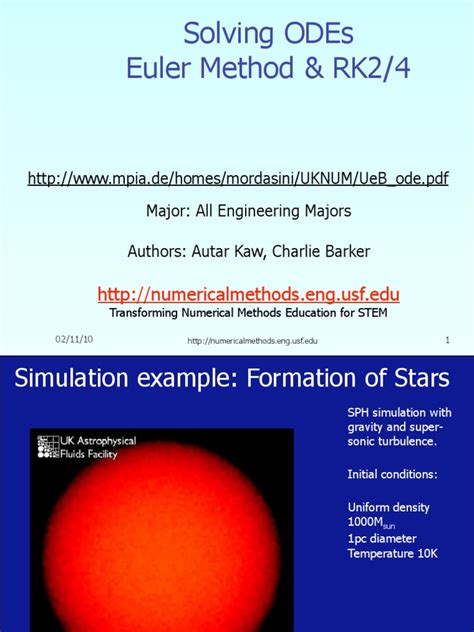 solving odes euler method and rk2 4 pdf physics algorithms
