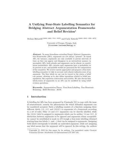 pdf a unifying four state labelling semantics for bridging abstract argumentation frameworks