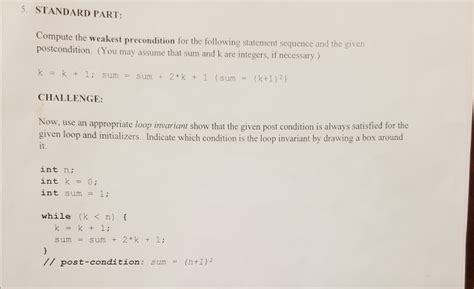 solved 5 standard part compute the weakest precondition