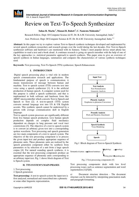 pdf review on text to speech synthesizer