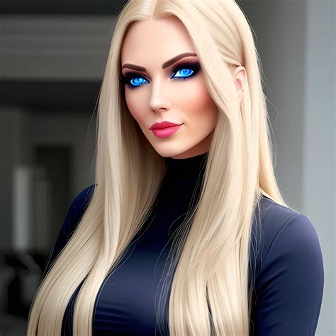 Beautiful Girl With Blue Eyes Dark Long Blonde Hair High Detai Arthubai