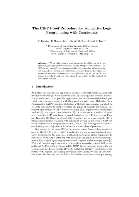 pdf the ciff proof procedure for abductive logic programming with constraints
