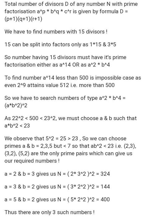 how many positive integers less than 500 have exactly 15 positive integers factors