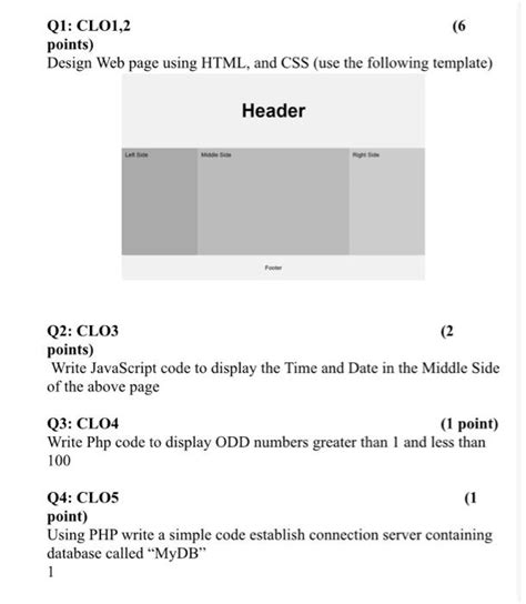 solved q1 clo1 2 points design web page using html and