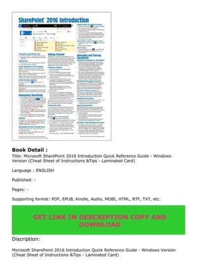 [pdf] microsoft sharepoint 2016 introduction quick reference guide windows version cheat