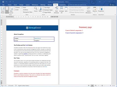 compare word documents using rest api in node js