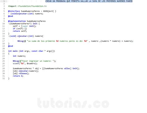 POO Operadores Objective C Suma De Numeros Pares Tutorias Co