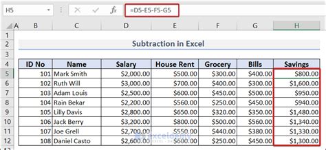 how to subtract in excel 11 different cases exceldemy