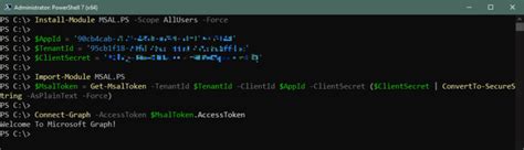 how to connect to microsoft graph api using powershell