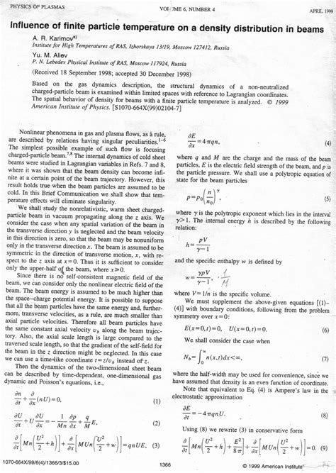 pdf influence of finite particle temperature on a density distribution in beams