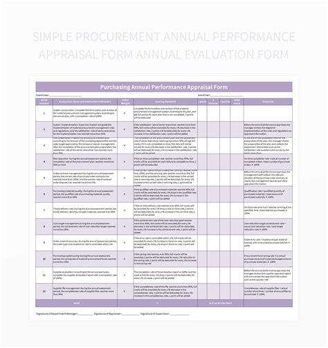Simple Procurement Annual Performance Appraisal Form Annual Evaluation