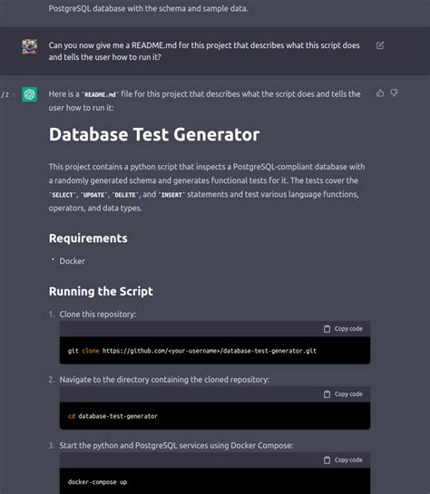 chatgpt building an automated database testing tool
