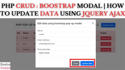 PHP CRUD 5 Bootstrap Pop Up Modal How To Update Data Using JQUERY
