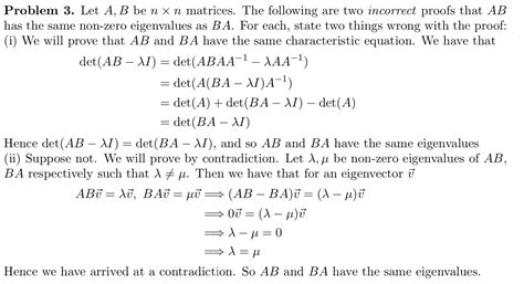 solved problem 3 let a b be n × n matrices the following
