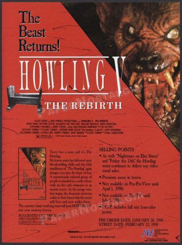 Howling V The Rebirthoriginal 1989 Trade Ad Advertelizabeth She Shé Ebay