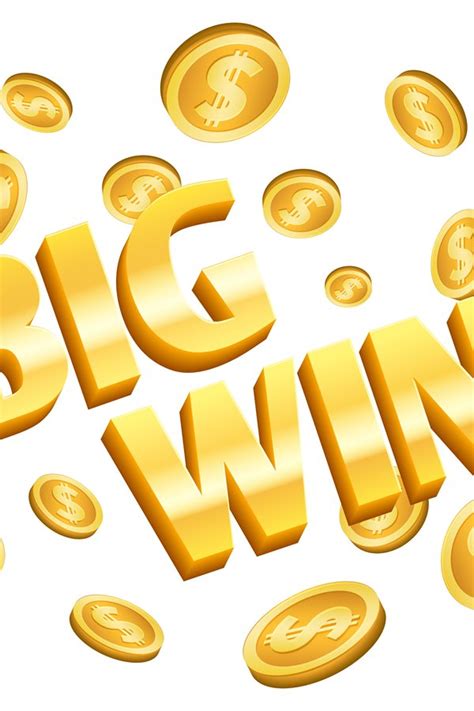 Big Win Banner Gold Coins Winner Lottery Isolated Label Wi