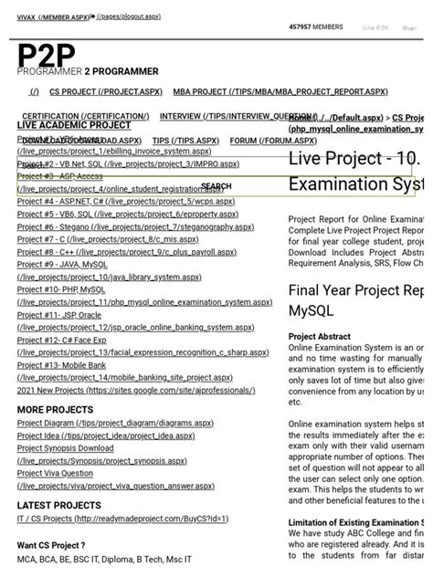online examination system php and mysql project report download pdf my sql php