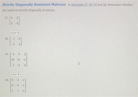 solved strictly diagonally dominant matrices in exercises