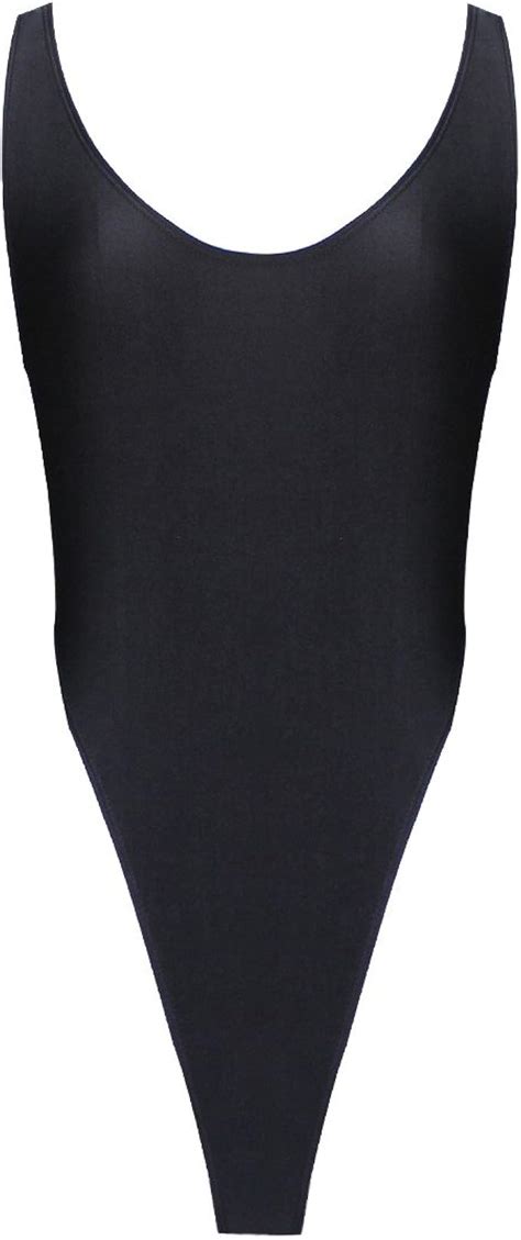 Iefiel Women Sleeveless One Piece High Cut Leotard Thong Bodysuit Swimwear Bathing Suit Black