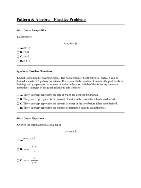 algebra practice problems pdf inequality mathematics equations