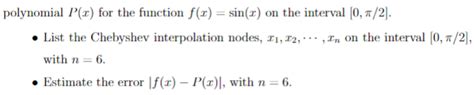 solved suppose we use chebyshev interpolation nodes to find