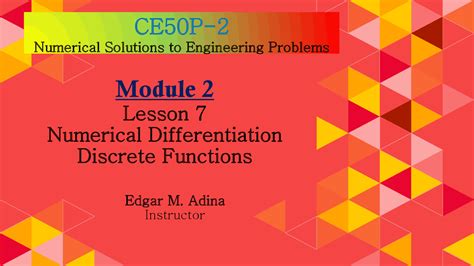 numeric differentiation of discrete functions lecture notes engineering mathematics docsity