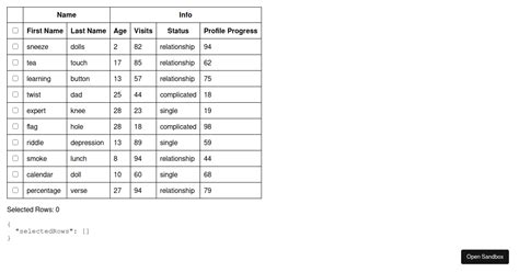 Tannerlinsley React Table Row Selection Controlled Forked Codesandbox
