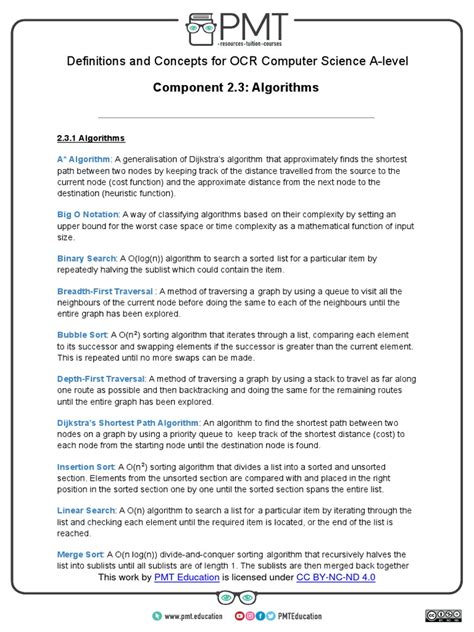 ocr a level algorithms definitions pdf time complexity combinatorics
