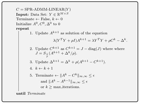 admm for computing subspace preserving representations — sparse plex v2019 02