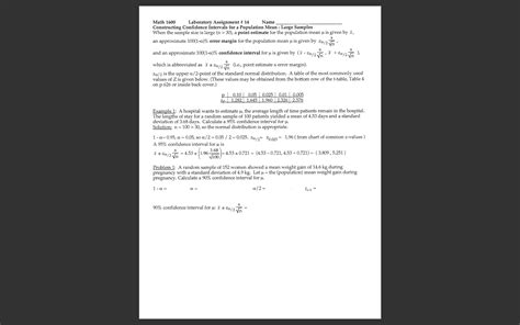 solved math 1600 laboratory assignment 14 name