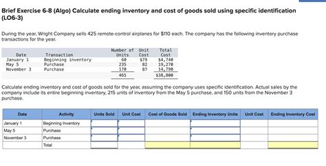 solved brief exercise 6 8 algo calculate ending inventory