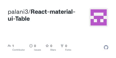 GitHub Palani3 React Material Ui Table