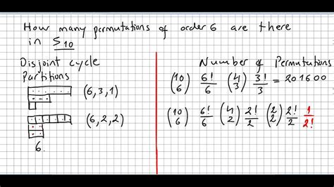 group theory 62 disjoint cycle partitions and number of permutations youtube