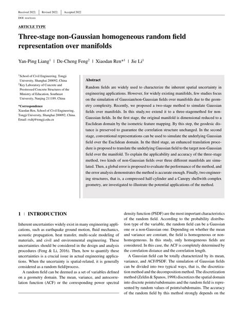 pdf three stage non gaussian homogeneous random field representation over manifolds