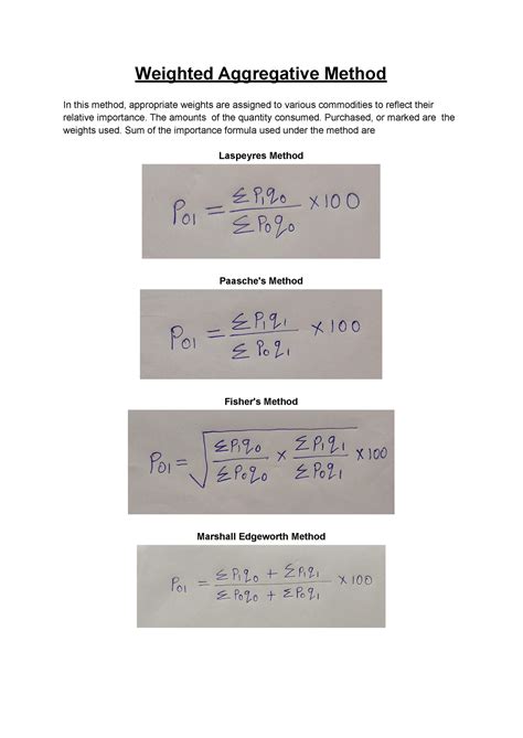 weighted aggregative method the amounts of the quantity consumed purchased or marked are the