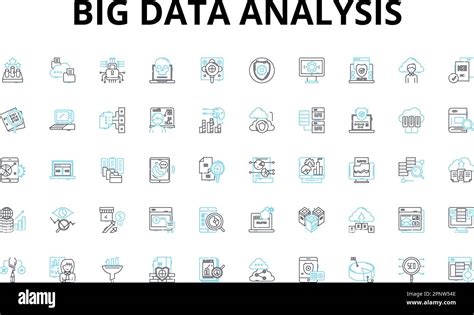 Big Data Analysis Linear Icons Set Analytics Algorithms Clustering