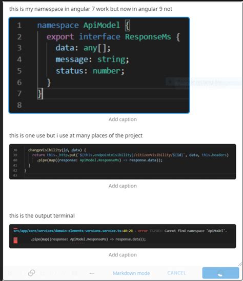 namespace error in angular 9 r angular2