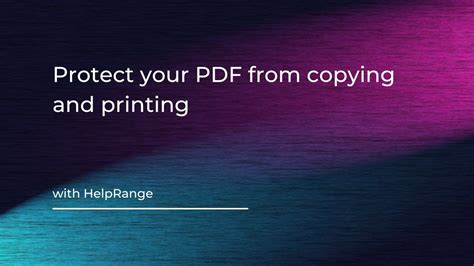protect your pdf from copying and printing youtube