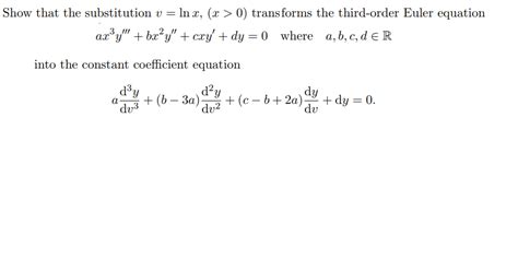 solved the third order euler show that the substitution v in