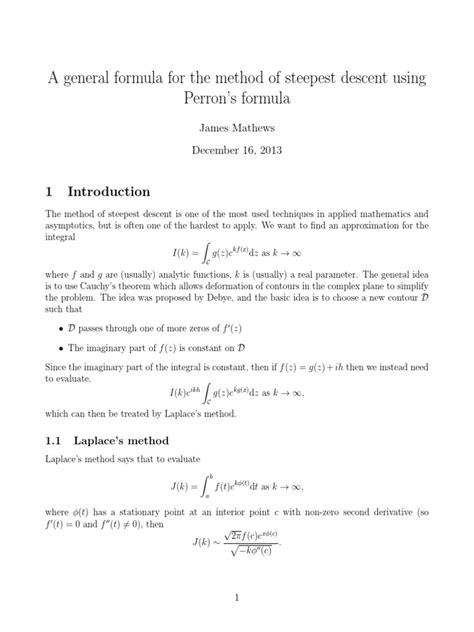 a general formula for the method of steepest descent using perron s formula pdf functions