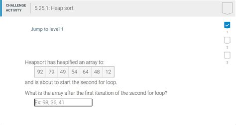 solved challenge activity 5 25 1 heap sort jump to level 1